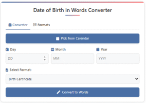 Date of Birth Calculator in Words